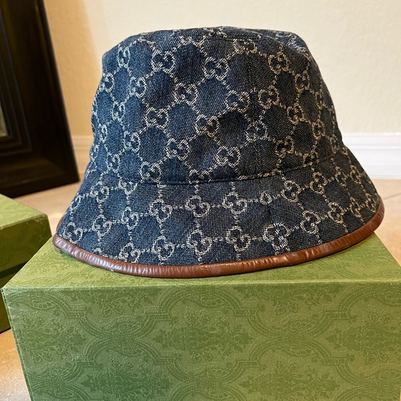 Gucci | Accessories | Gucci Denim Gg Bucket Hat Box Included Size 59cm ...